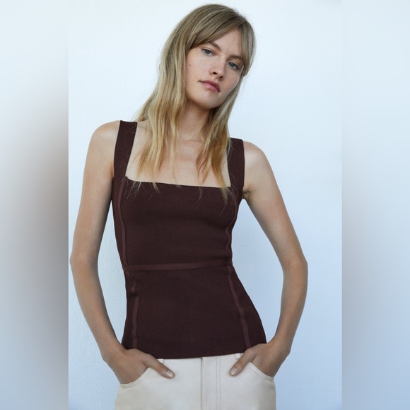 Zara | Tops | Zara Askili Triko Top | Poshmark